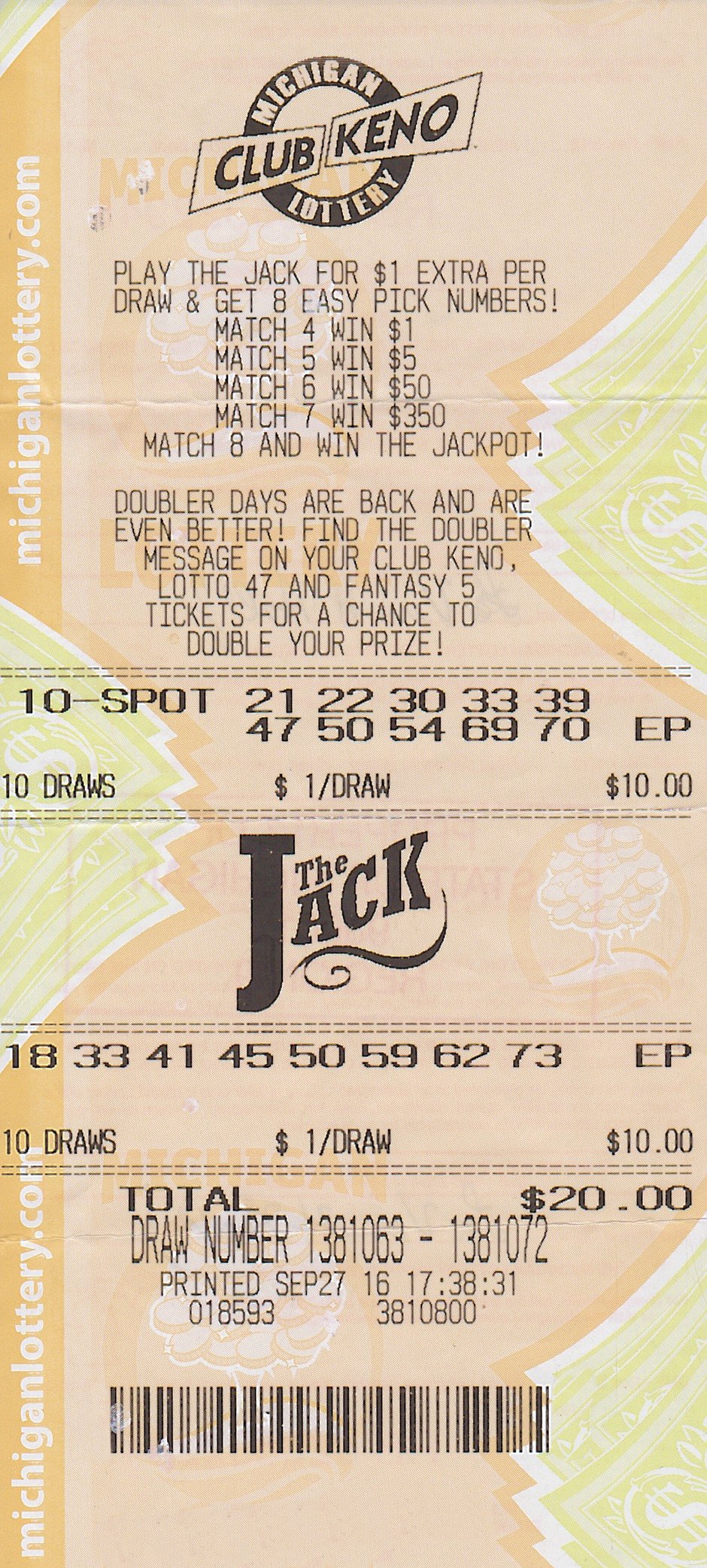 Saginaw Man Wins $92,081 Club Keno The Jack Prize | Michigan Lottery ...
